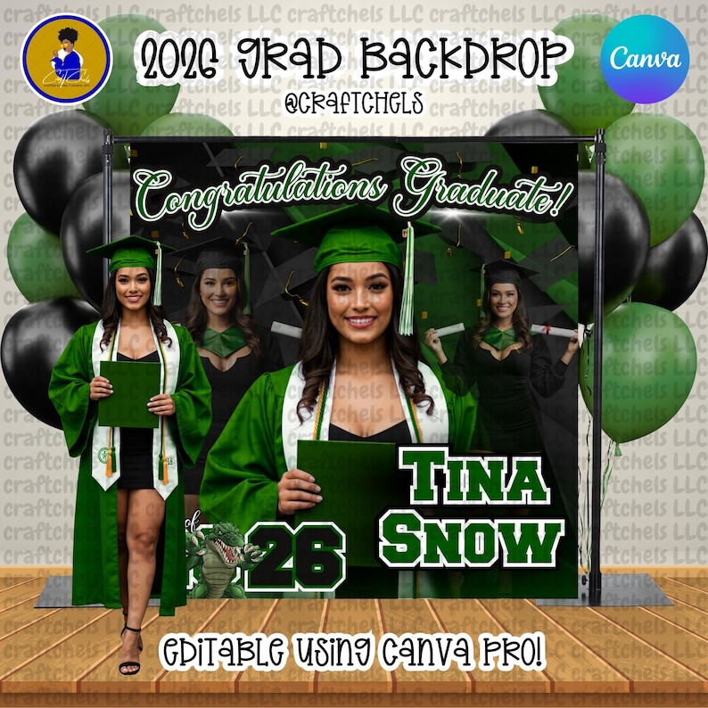 Graduation Backdrop Canva Templates | Class of 2026 Backdrops ...