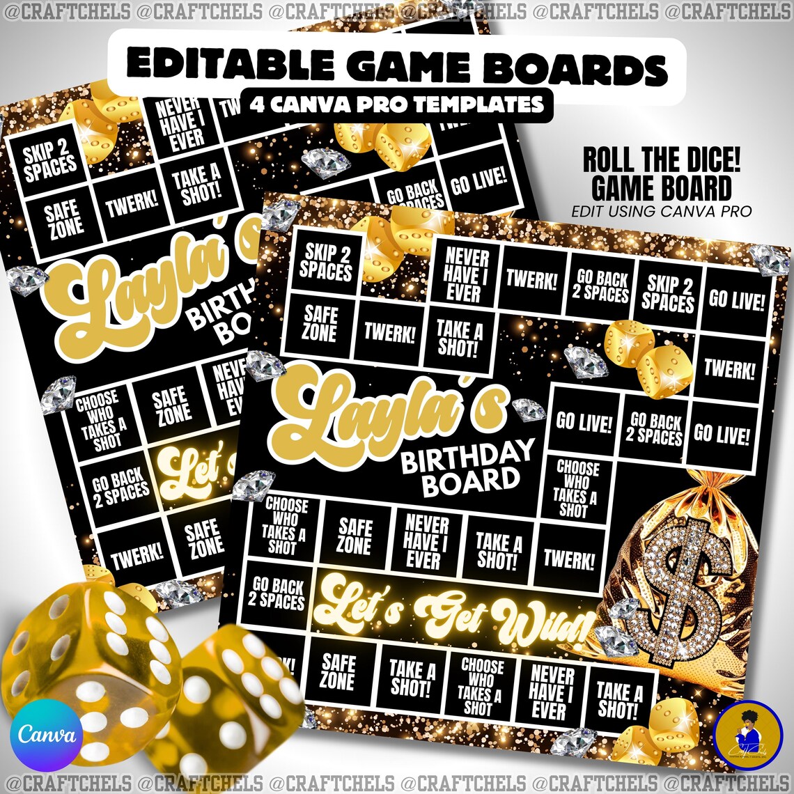 Editable Party Game Boards – Canva Template Bundle (4 Designs ...