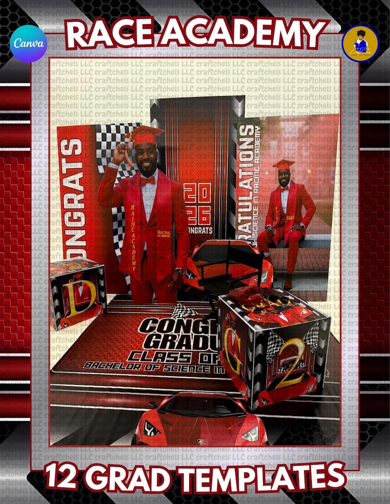 Graduation Party Templates Race Academy | Racing Grad Party Decor ...
