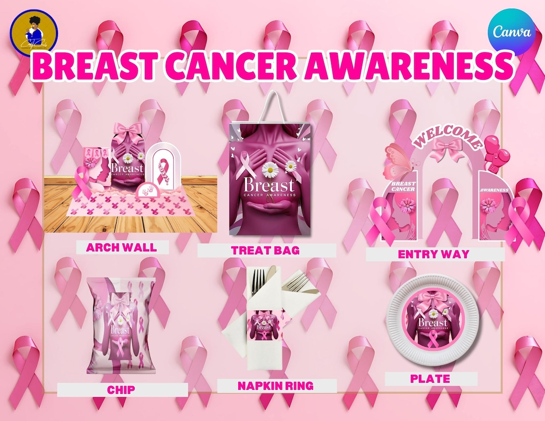 Breast Cancer Awareness Party Bundle | Canva Templates | Archway ...