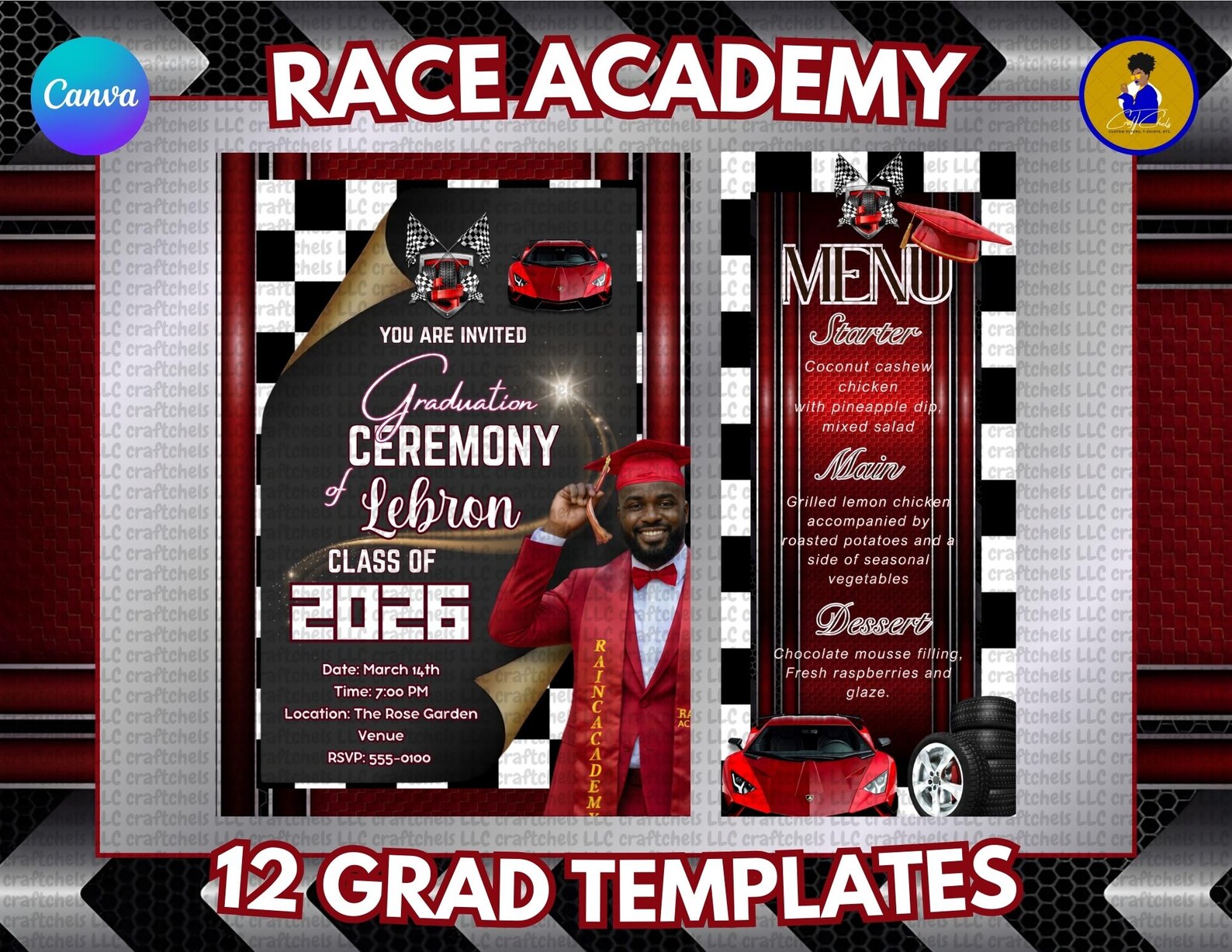 Graduation Party Templates Race Academy | Racing Grad Party Decor ...