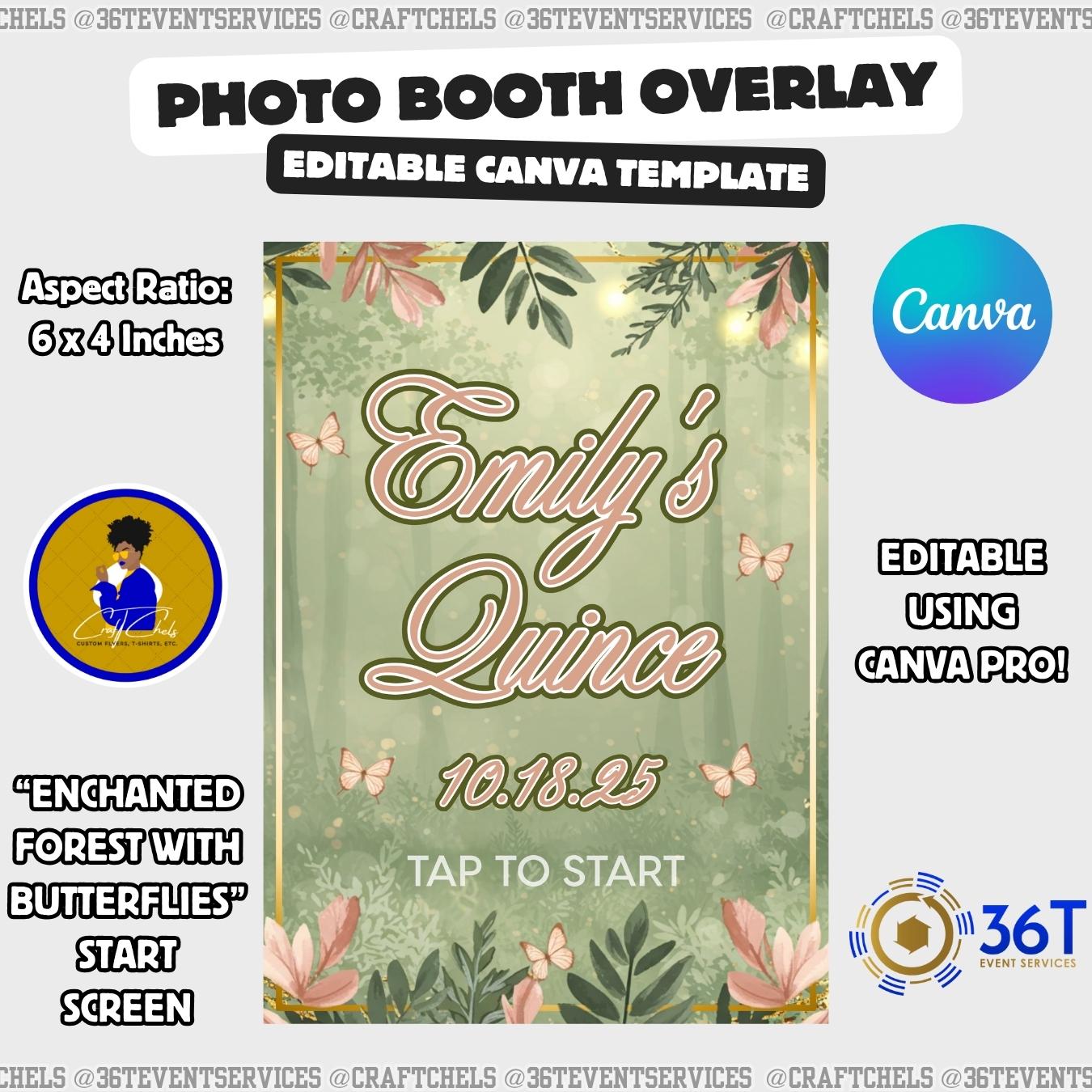 Enchanted Forest Butterfly Selfie Photo Booth Overlay | Forest Greenery ...
