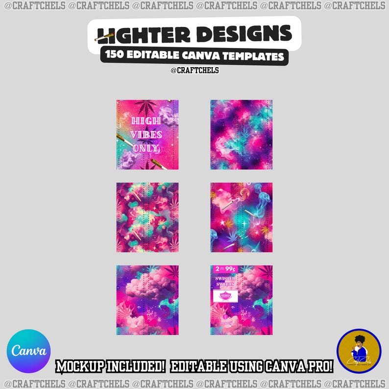 150 Lighter Label Canva Templates | Editable Lighter Wrap Designs | DIY ...