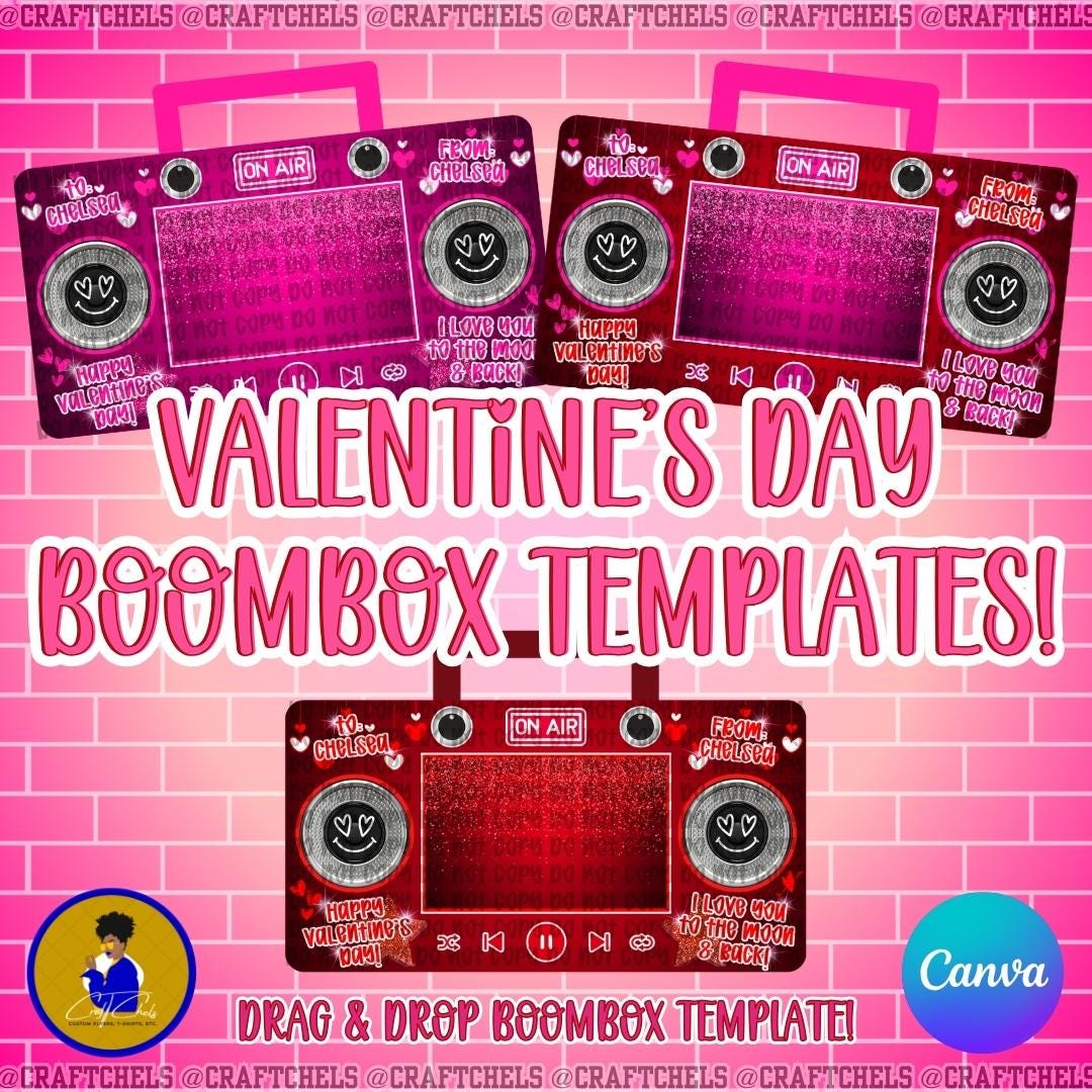Valentine’s Day Boombox Drag & Drop Canva Template | Valentine's Day ...