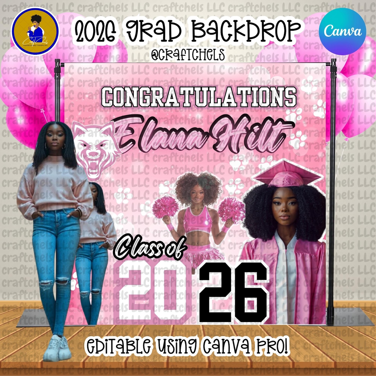 Graduation Backdrop Canva Templates | Class of 2026 Backdrops ...