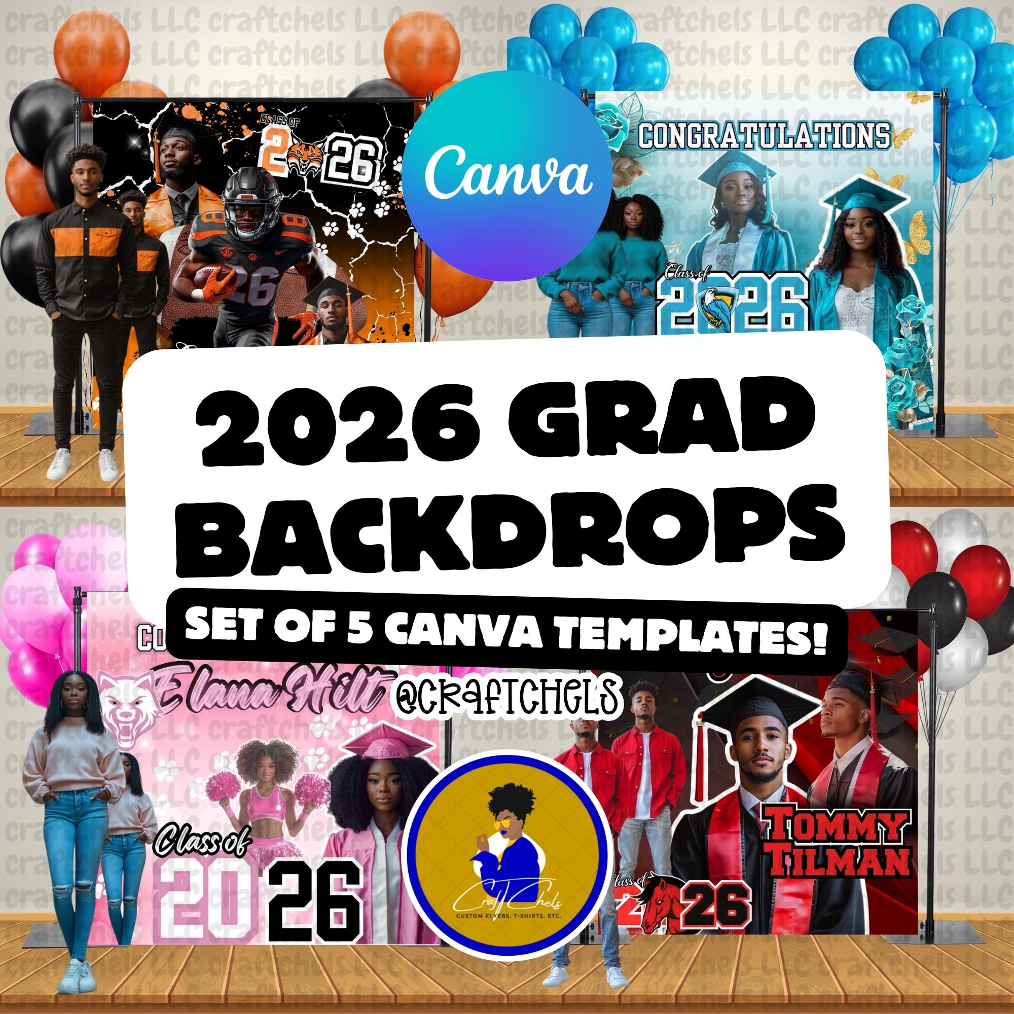 Graduation Backdrop Canva Templates | Class of 2026 Backdrops ...