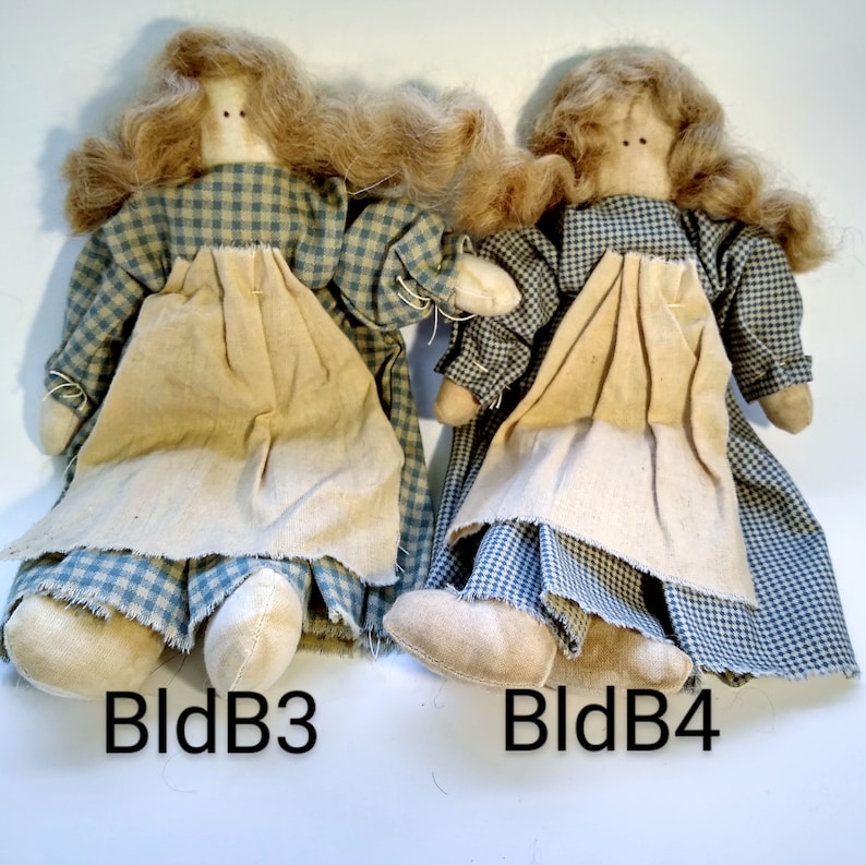 Vintage Prim Dolls, Homespun Fabric Dress, Handmade Rustic Country ...