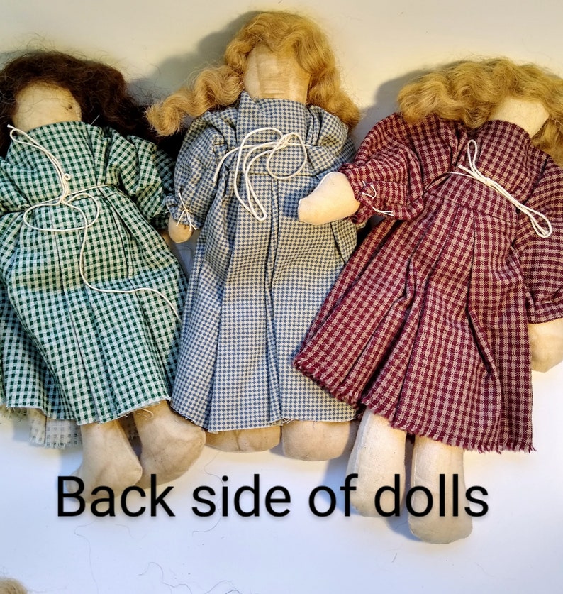 Vintage Prim Dolls, Homespun Fabric Dress, Handmade Rustic Country ...