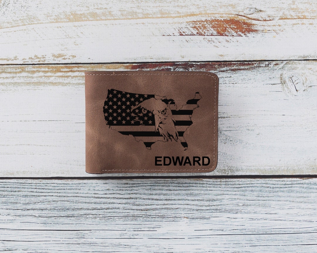 USA Map Design Wallet, American Eagle Mens Wallet, Patriotic Gift for ...