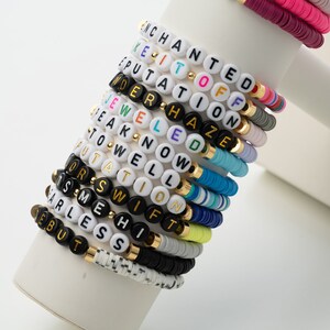 Custom Name Bracelet Heishi Bead Bracelet Personalized Name Bead Bracelet Name Beaded Bracelet ...