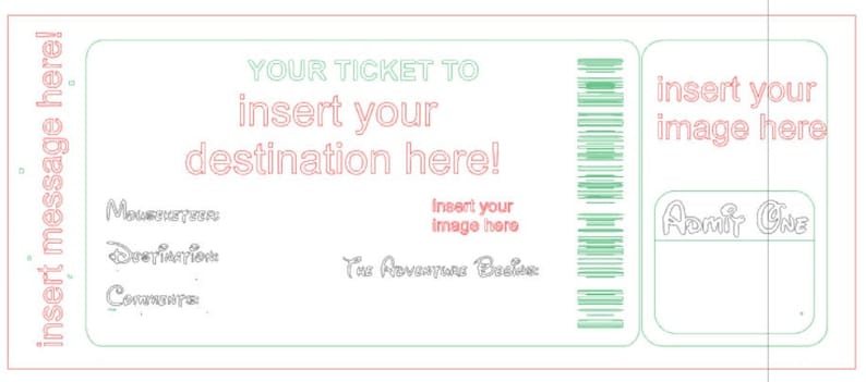 Destination Ticket SVG Laser Ready Digital Download - Etsy