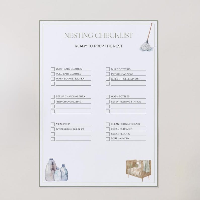 Nesting Party Checklist Printable | Baby Shower Nesting Party Tasks ...