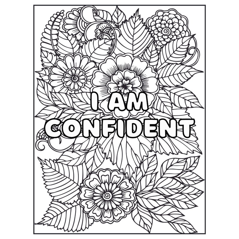 Positive Affirmation Motivational Coloring Page|i Am Confident ...