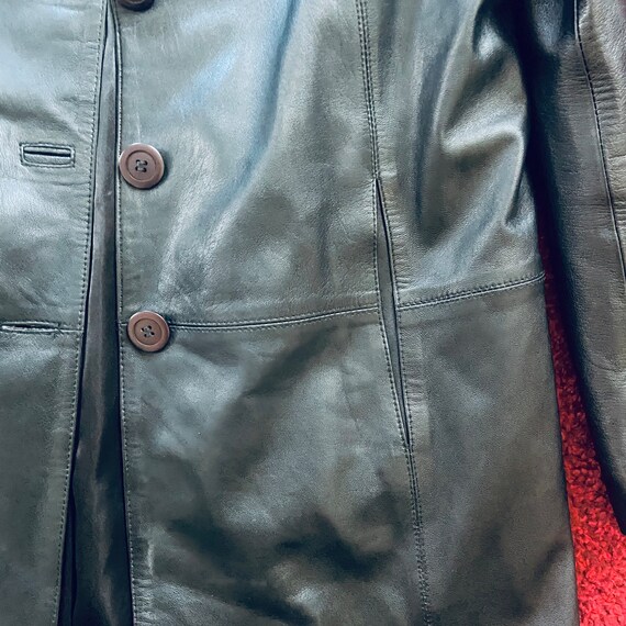 90s black leather coat matrix coat y2k coat leather j… - Gem