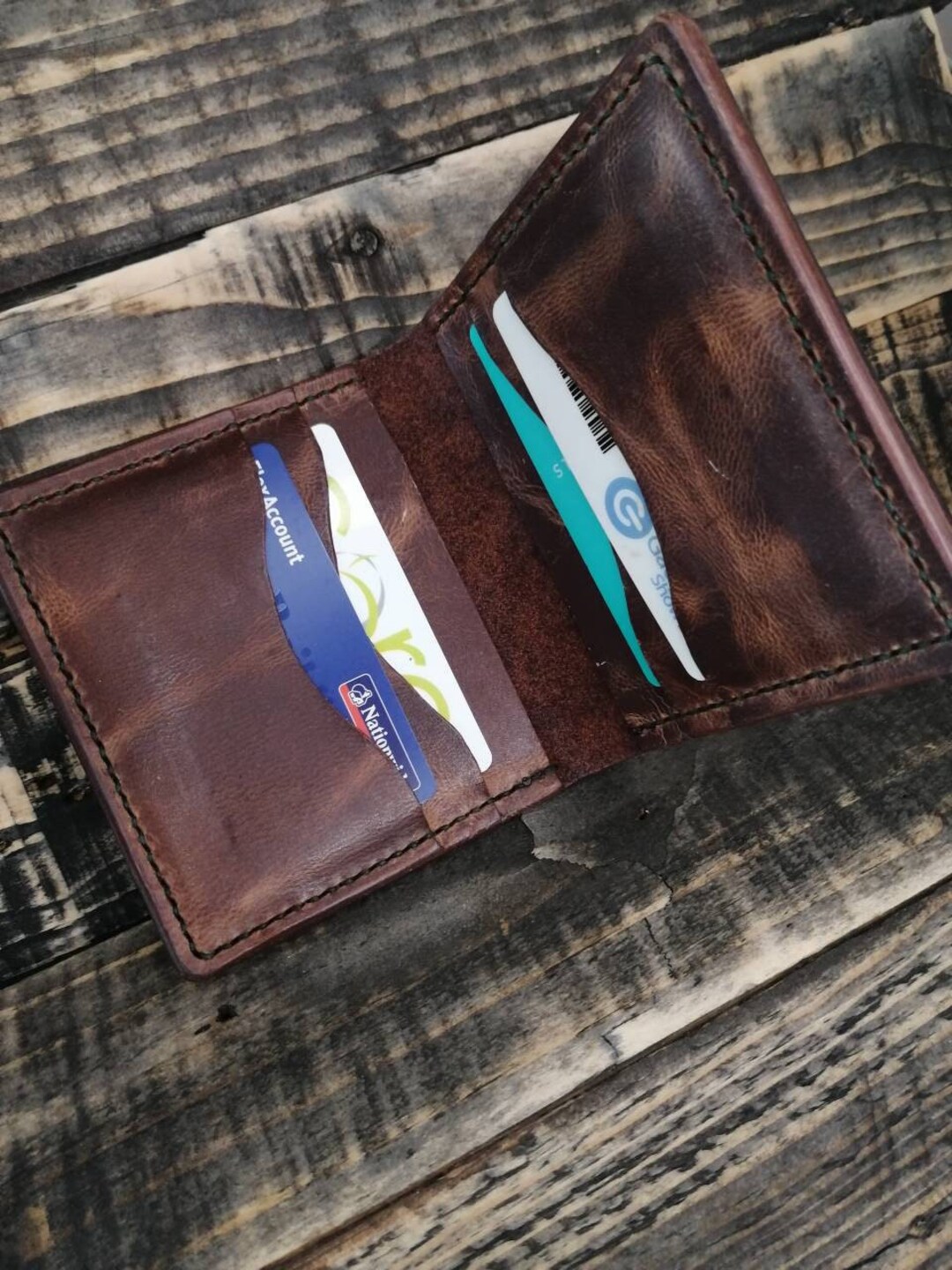 Handmade Leather Card Wallet. - Etsy