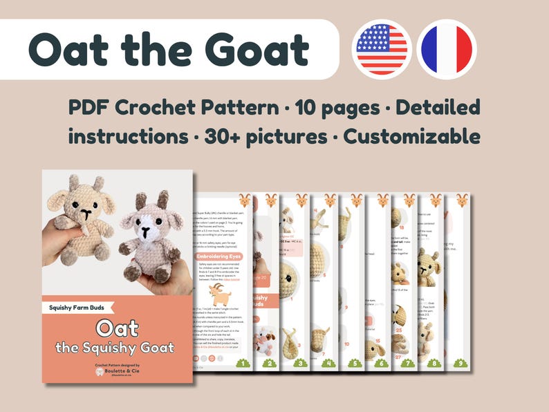 Oat the Goat (squishy Farm Buds) - PDF Crochet Pattern - Easy Amigurumi ...