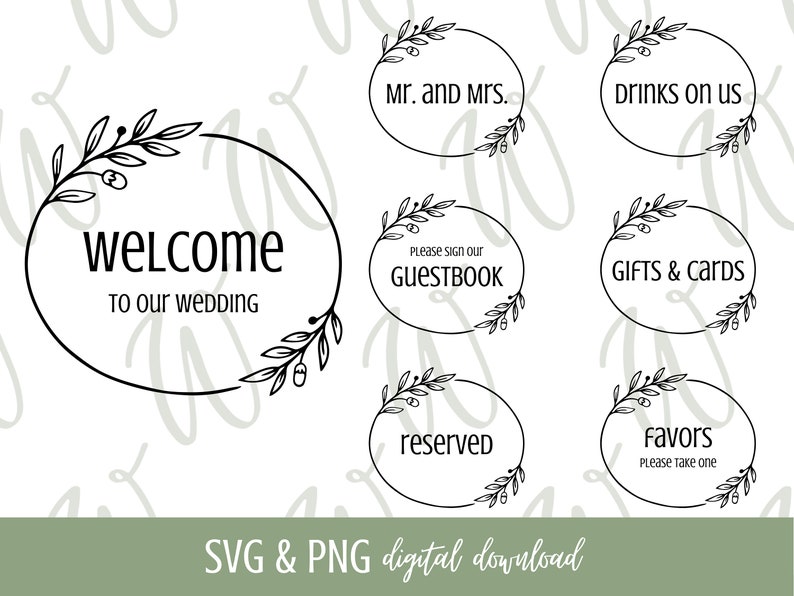 Wedding Reception Signs PNG SVG Oval Floral Design, Wedding Signs ...