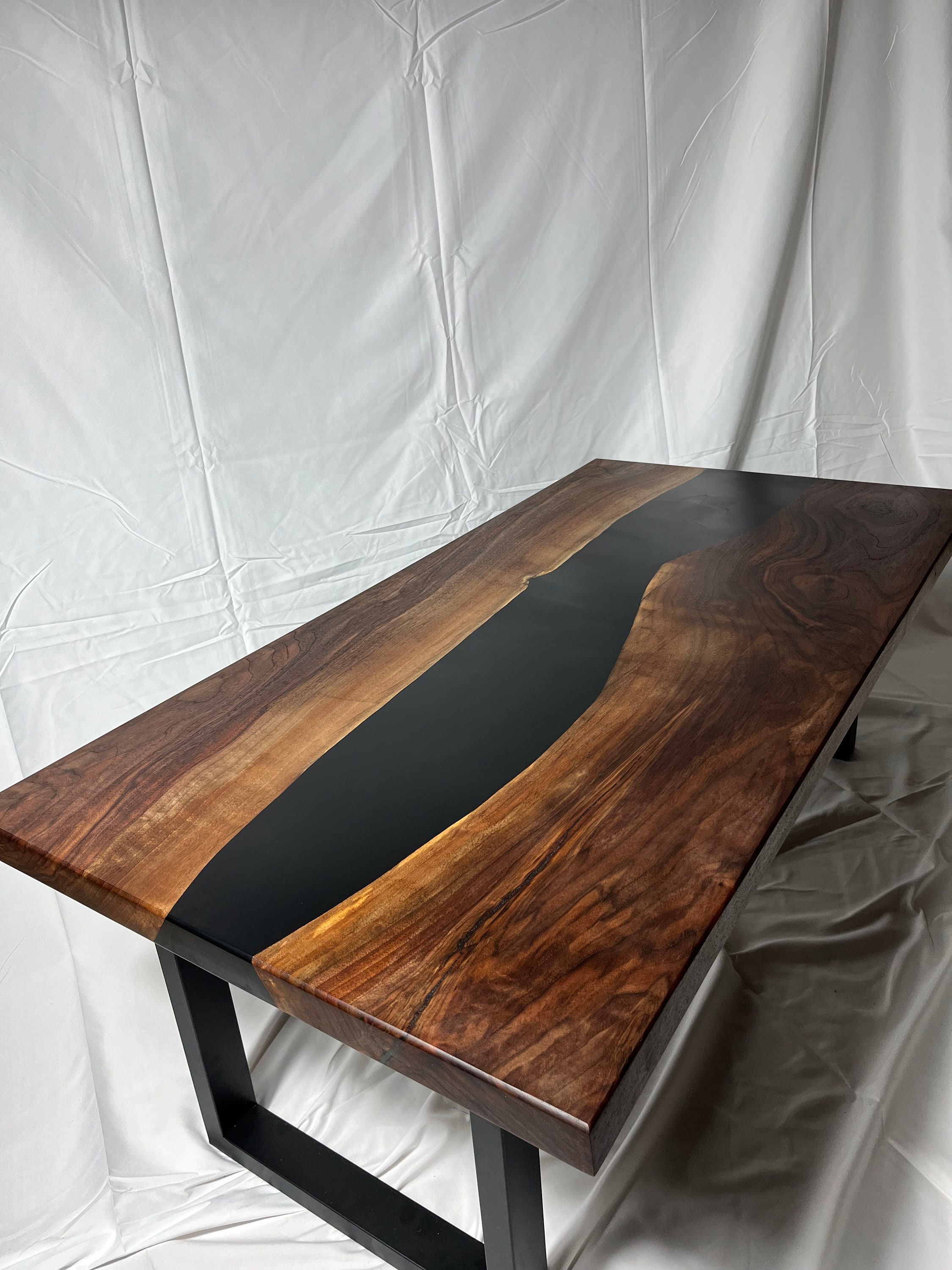 Custom River Epoxy Table,live Edge Epoxy River Table, Dining Room Wood ...