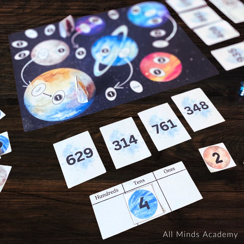 Space Place Value Printable Game for Learning, Autism, ADHD, Executive ...