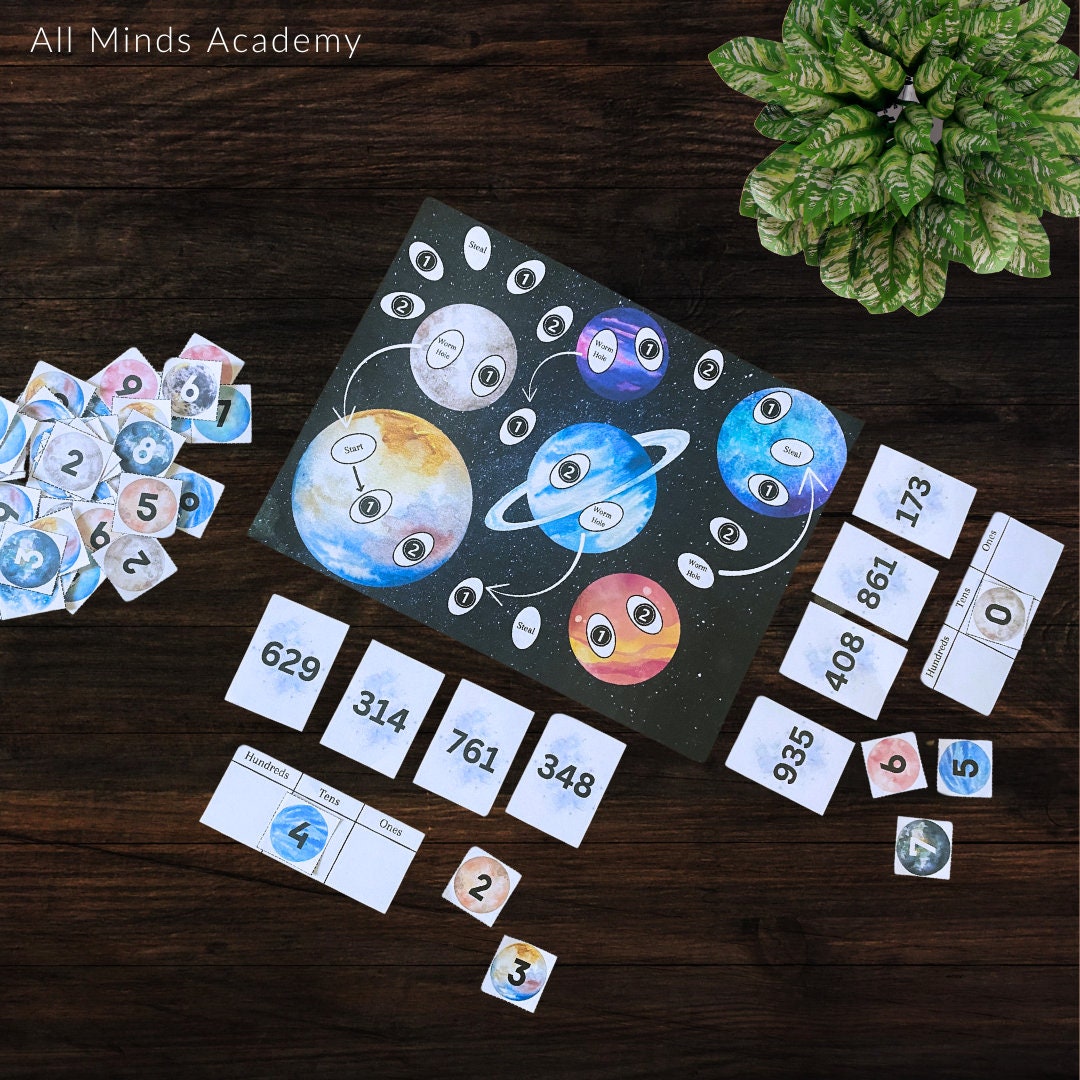 Space Place Value Printable Game for Learning, Autism, ADHD, Executive ...