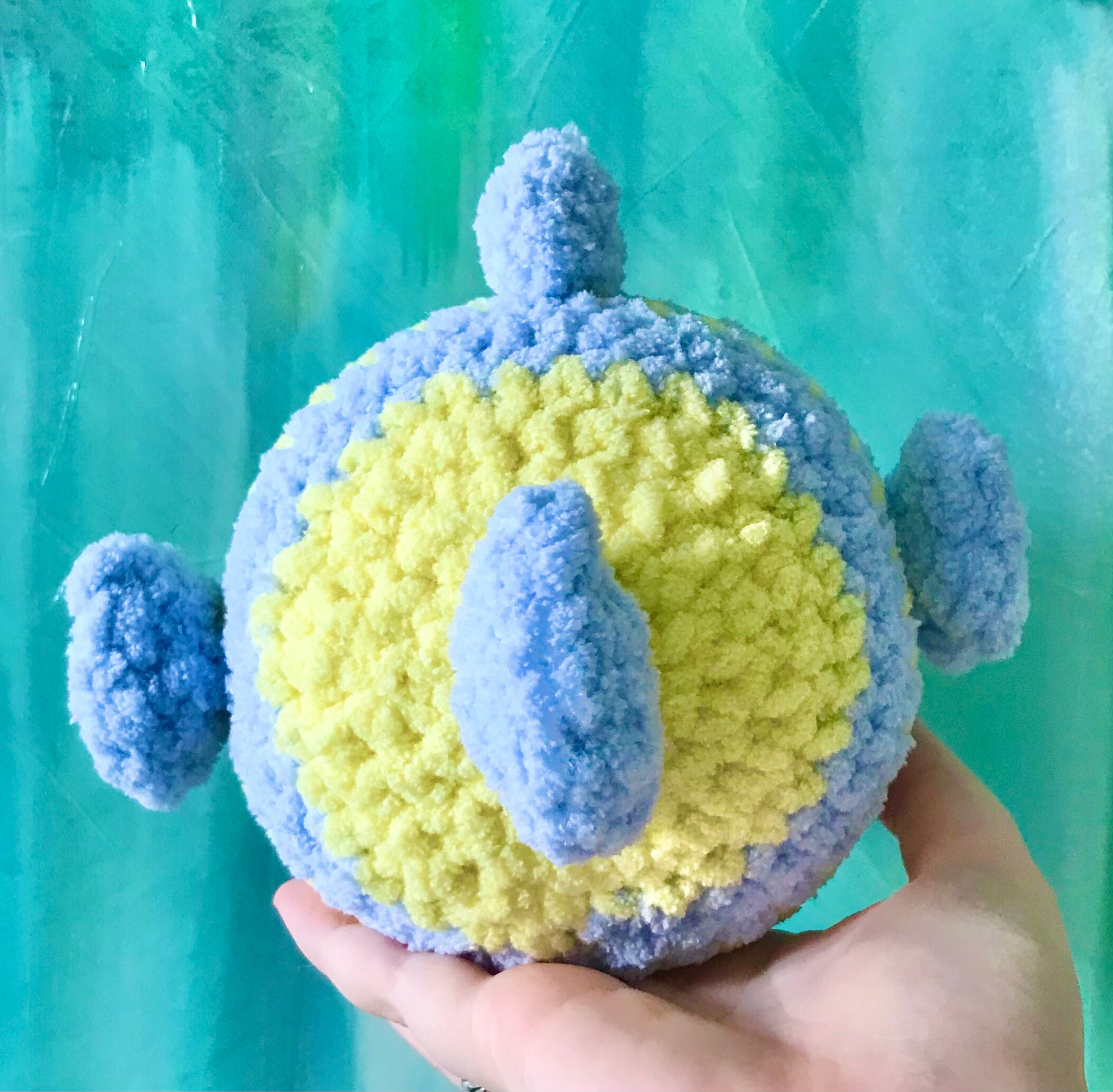 Crocheted Fish Stuffed Clownfish, Flounder, and Goldfish Handmade ...