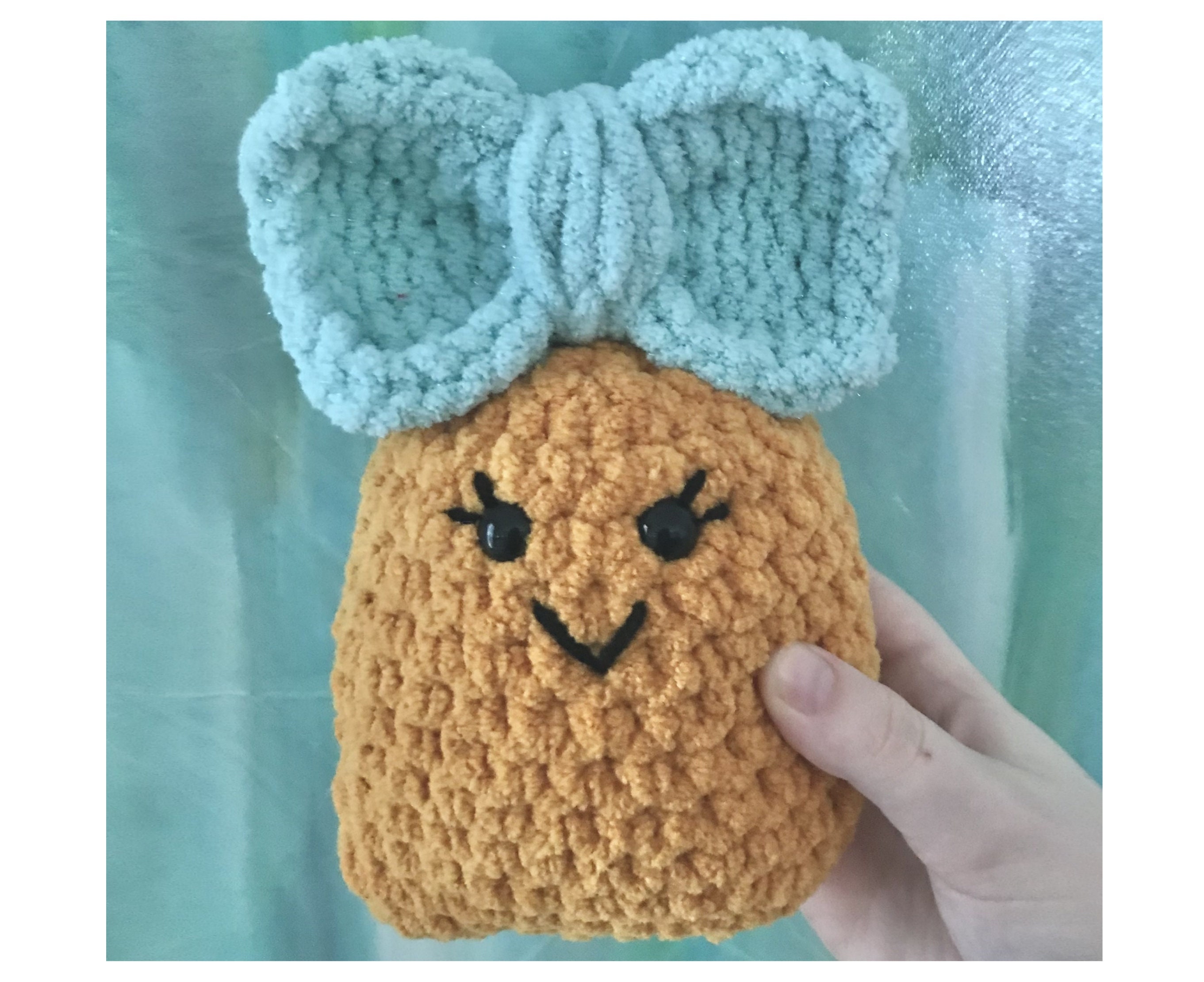 Crocheted Chicken Nugget With a Bow Stuffed Snack Handmade Food ...