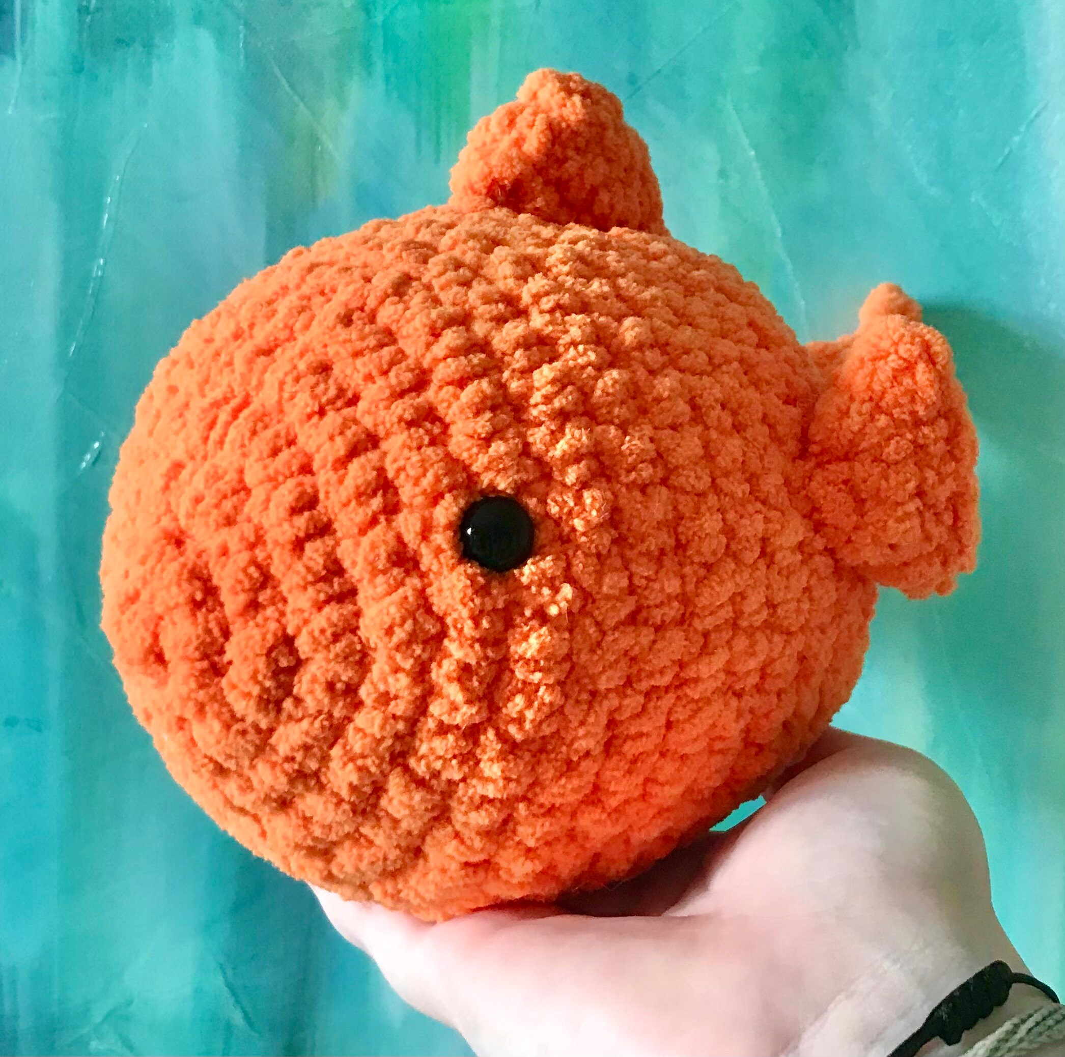 Crocheted Fish Stuffed Clownfish, Flounder, and Goldfish Handmade ...