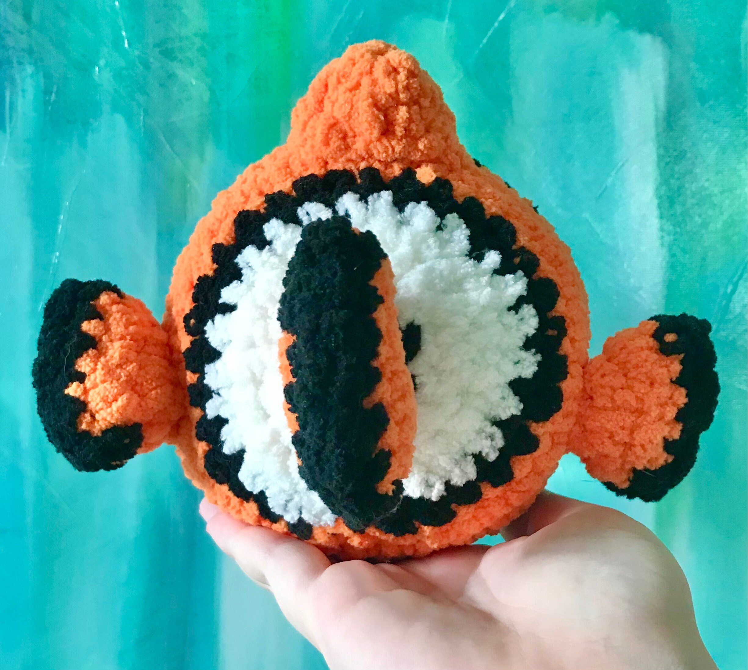 Crocheted Fish Stuffed Clownfish, Flounder, and Goldfish Handmade ...