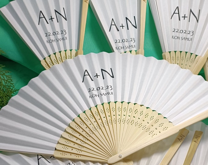 Custom Paper Fans on Handle and Fan Face. Printed Paper Fans With ...