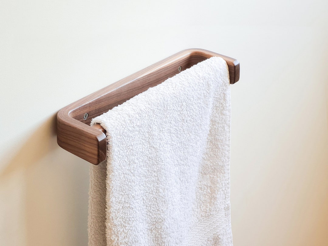 Small 30cm/1ft Walnut Towel Rail, Handmade Wooden Towel Bar, Kerf Bent ...