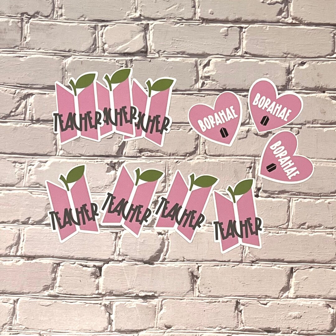 BTS ARMY Teacher Stickers: Borahae Heart, Apple Logo - Waterproof - Etsy