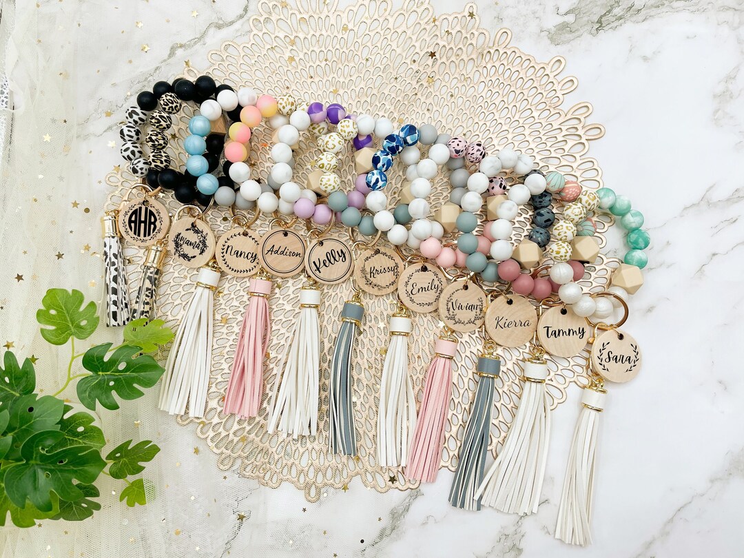 Custom Silicone Beaded Bracelet, Wristlet Hands Free Bangle Gift for ...