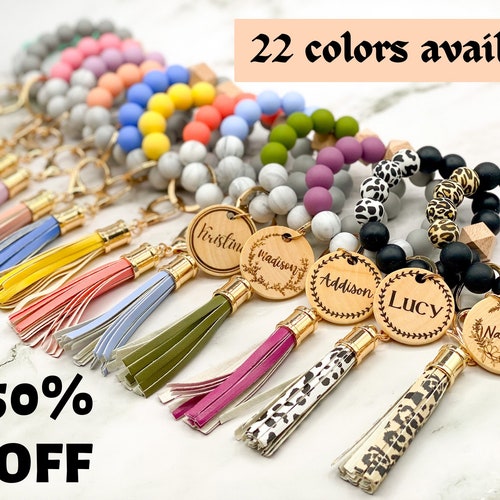 Personalized Keychain Boho Keychain Tassle Keychain Name - Etsy