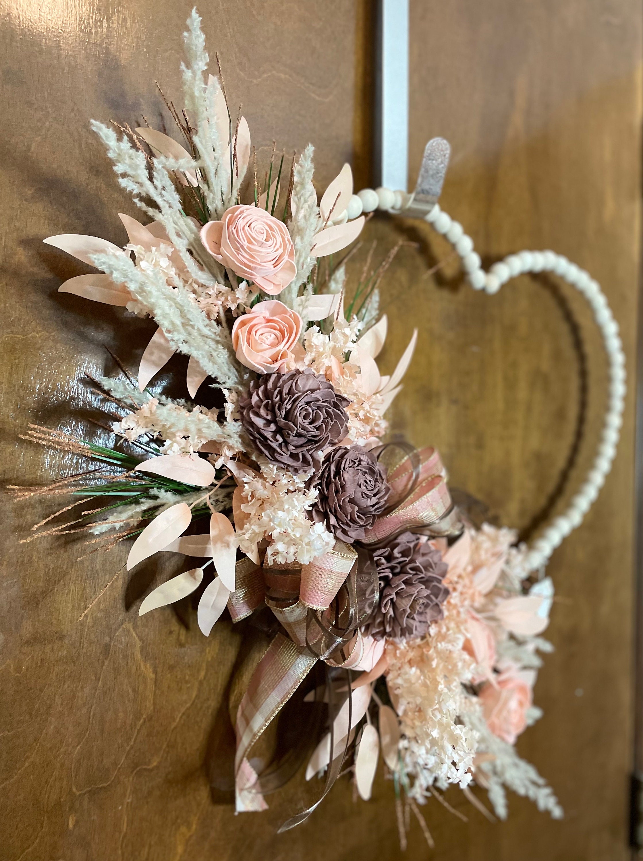 Heart Shaped Boho Wood Bead Wreath - Etsy