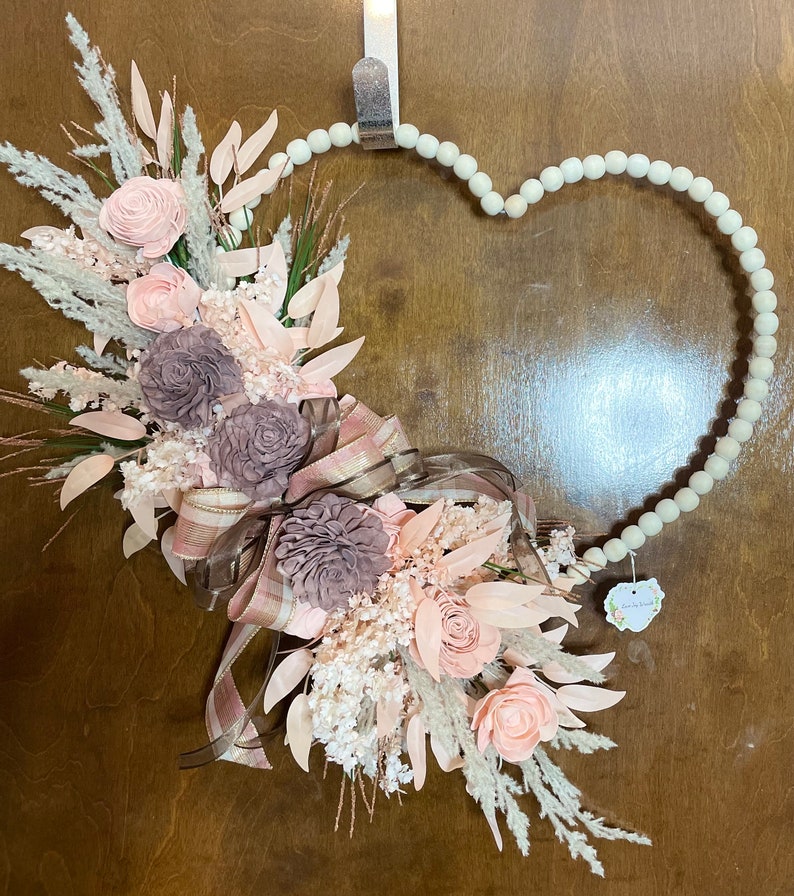 Heart Shaped Boho Wood Bead Wreath - Etsy