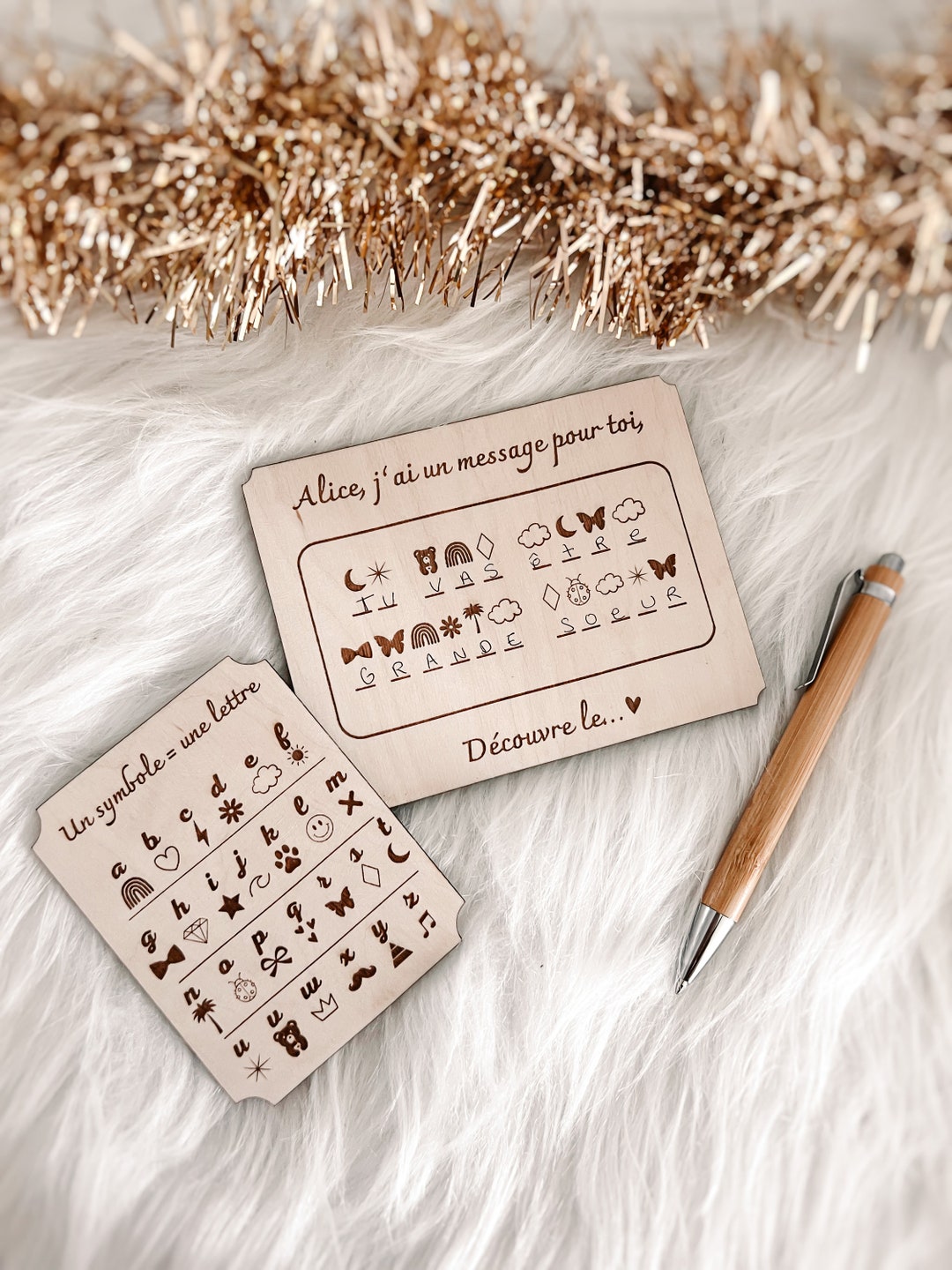 Coded Message Wood Engraving Surprise Message Request or - Etsy