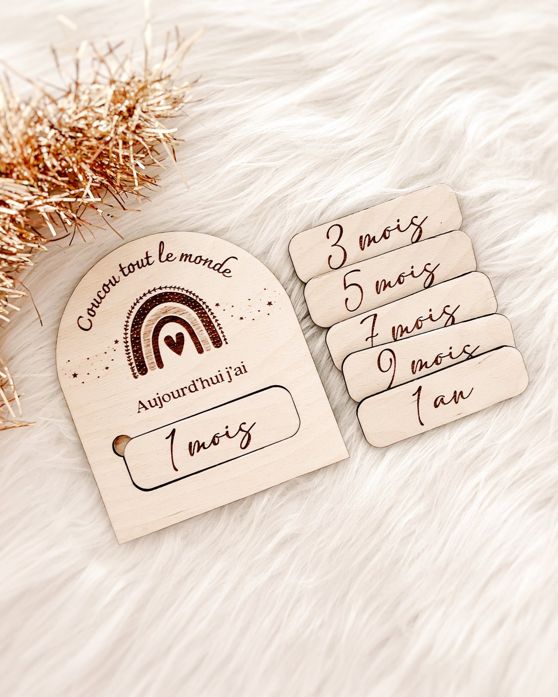 Birth Milestone Card, Baby Age Card With Personalized Engraving - Etsy