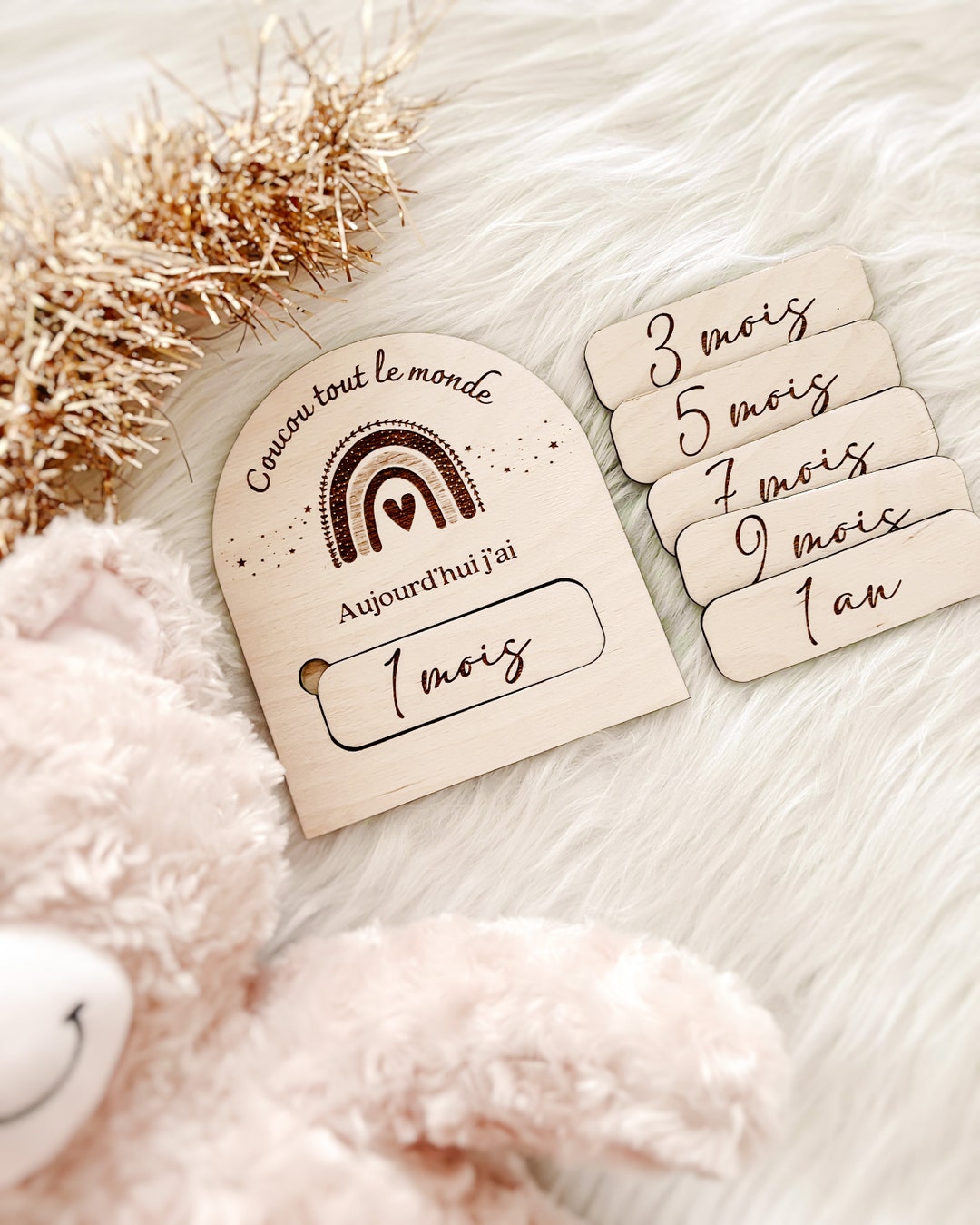 Birth Milestone Card, Baby Age Card With Personalized Engraving - Etsy