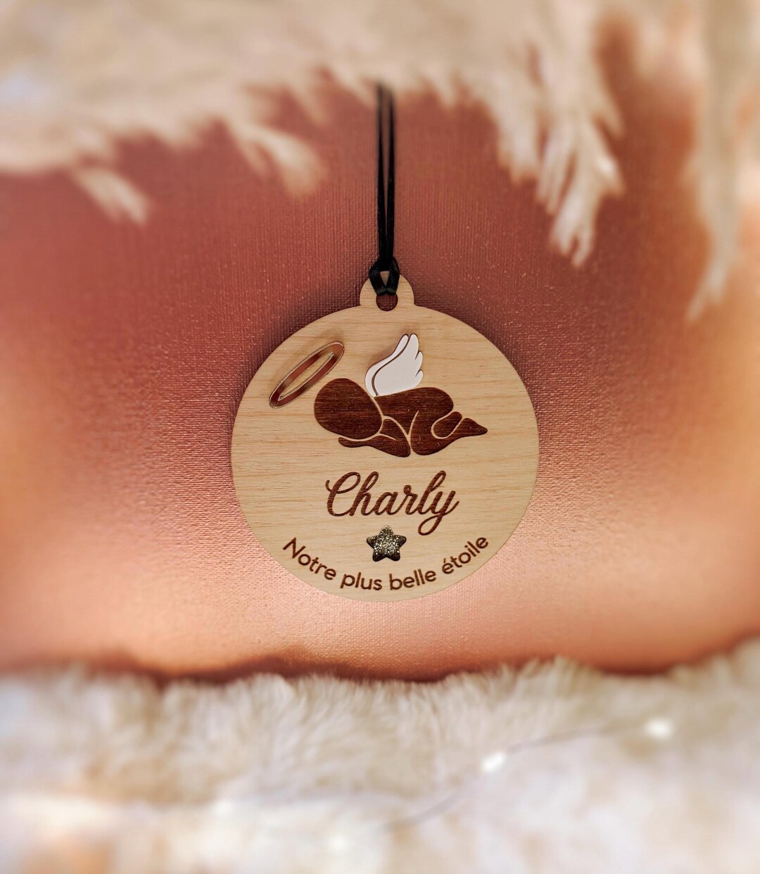 Memorial Baby Angel Christmas Bauble, Engraved Christmas Tree ...