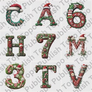 Colorful Christmas Alphabet Clipart Set Festive Letters & Numbers for ...