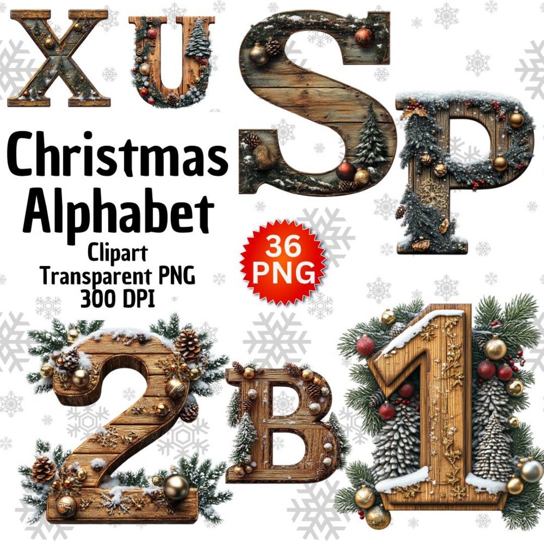 Colorful Christmas Alphabet Clipart Set Festive Letters & Numbers for ...