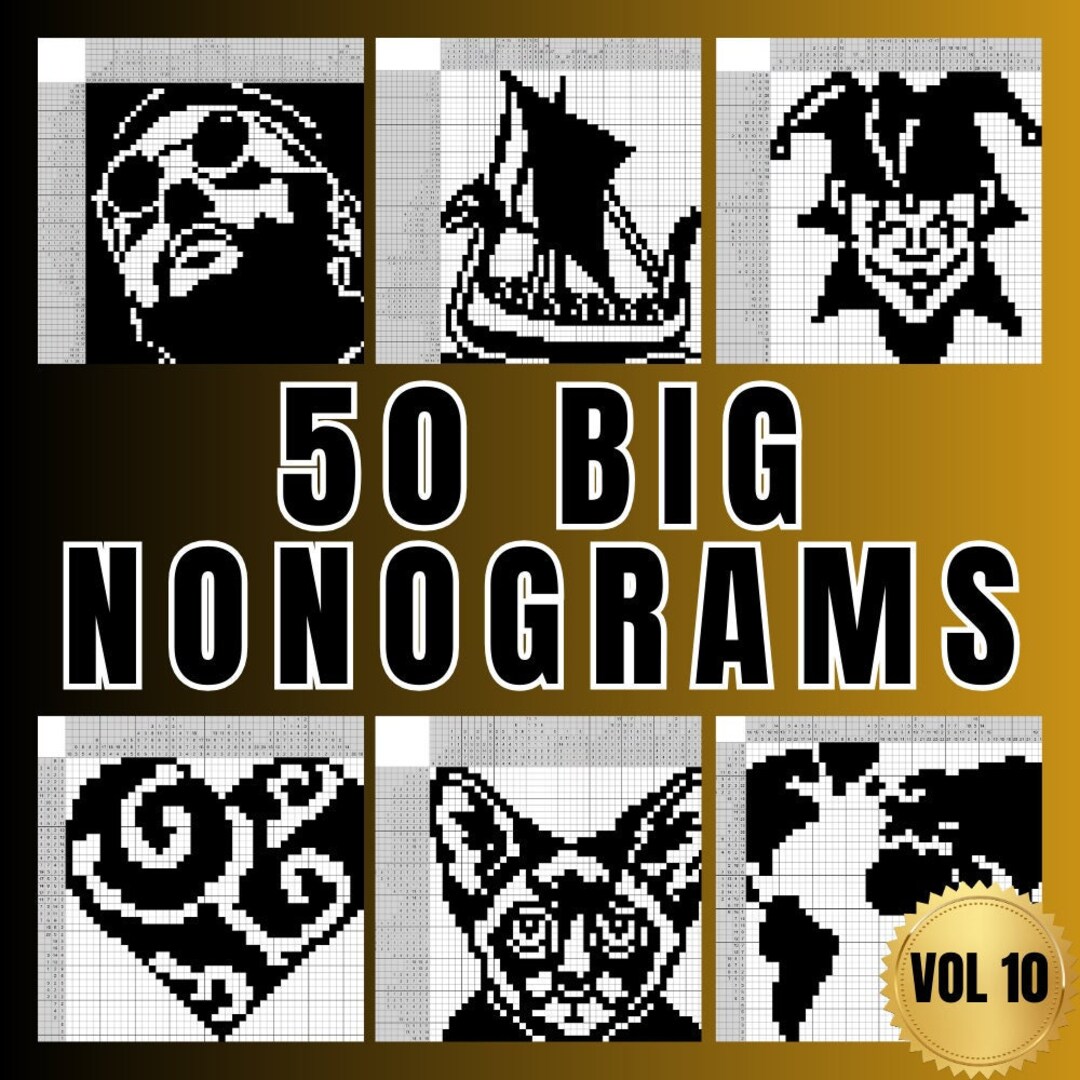 50 BIG Nonograms Vol 10: Logical Japanese Puzzles for Beginners and ...