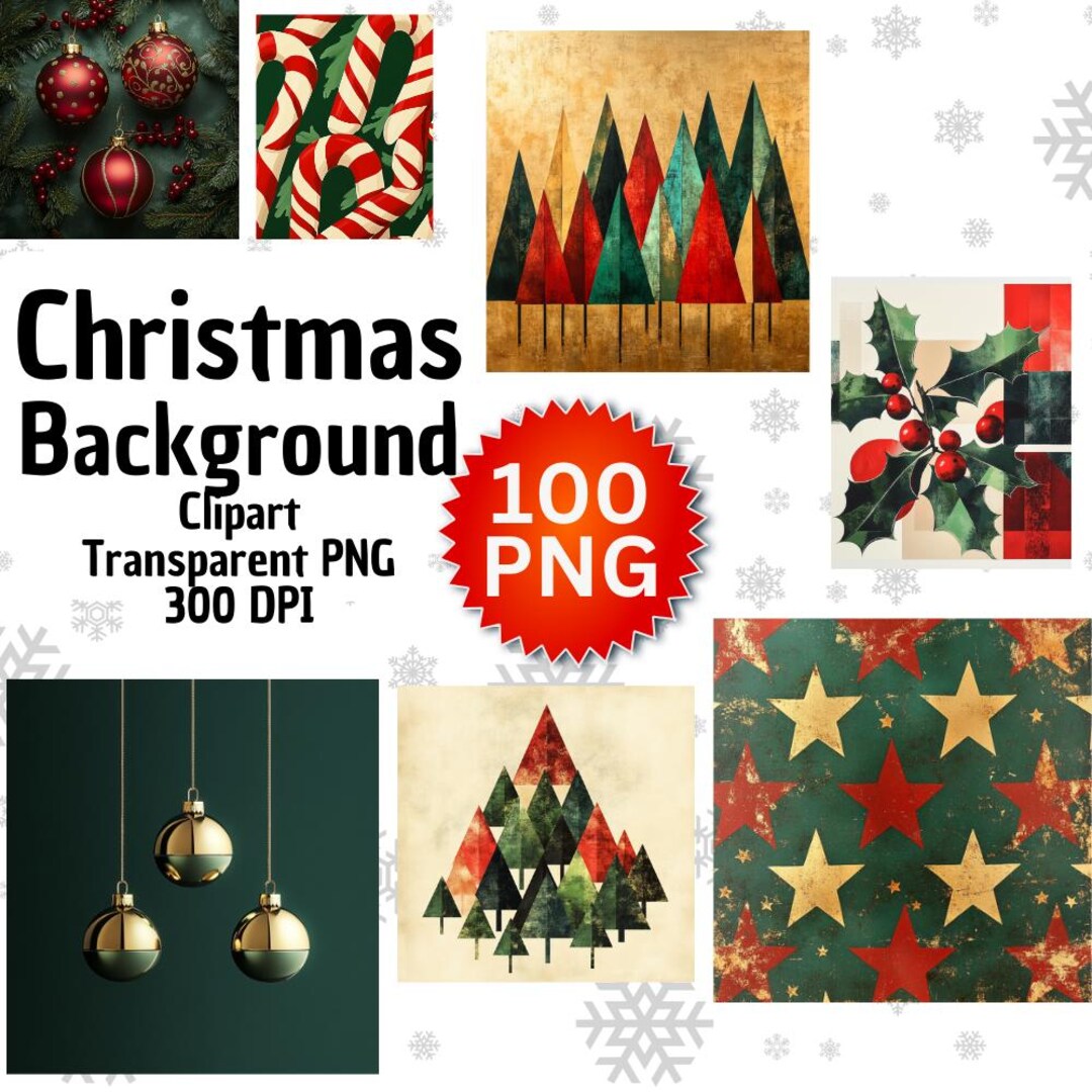 100 Christmas Background Clipart Bundle Festive Holiday Digital ...