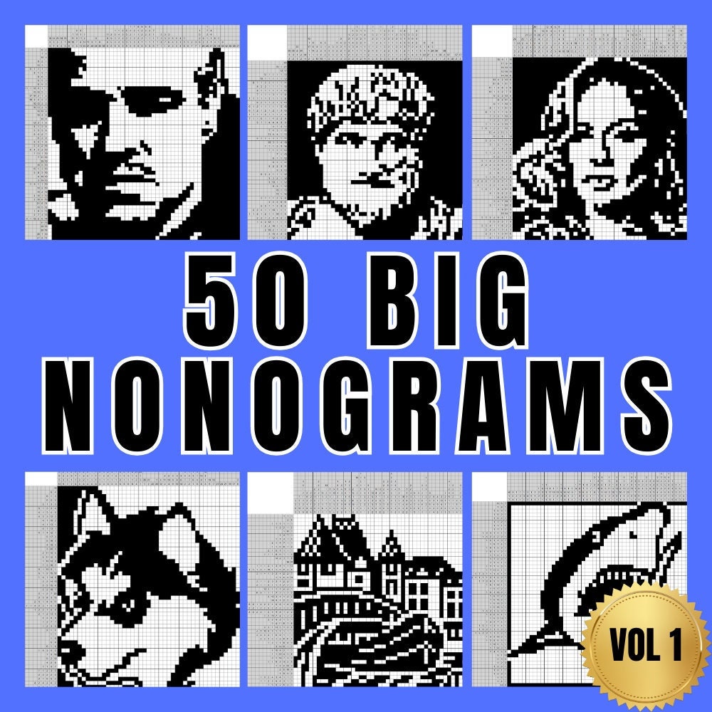 50 BIG Nonograms Vol 1: Logical Japanese Puzzles for Beginners and Pros ...