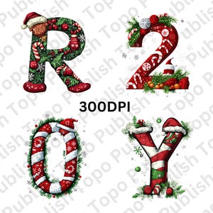 Colorful Christmas Alphabet Clipart Set Festive Letters & Numbers for ...