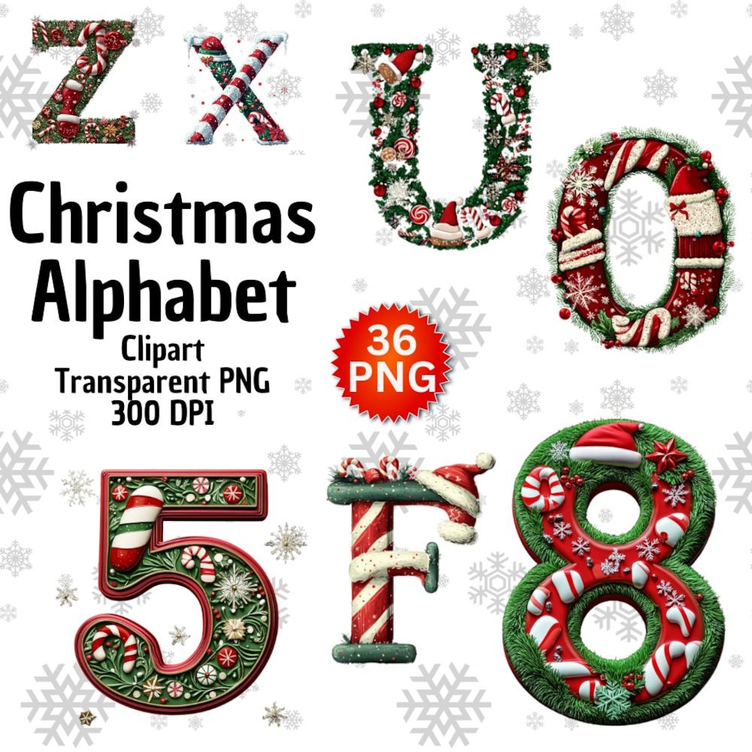 Colorful Christmas Alphabet Clipart Set Festive Letters & Numbers for ...