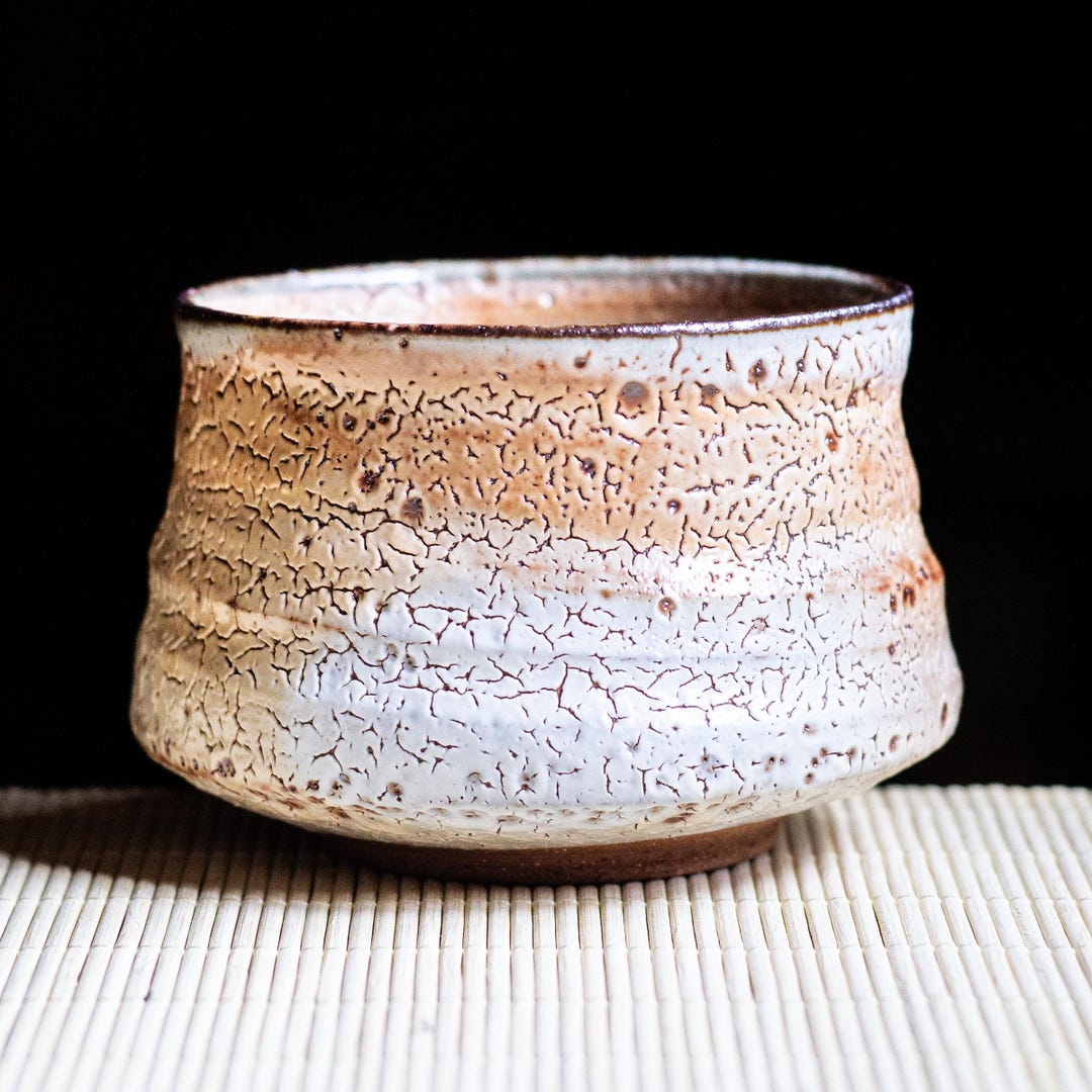 Woodfired Traditional Ceramic Matcha Bowl, Chawan With Shino Glaze ...