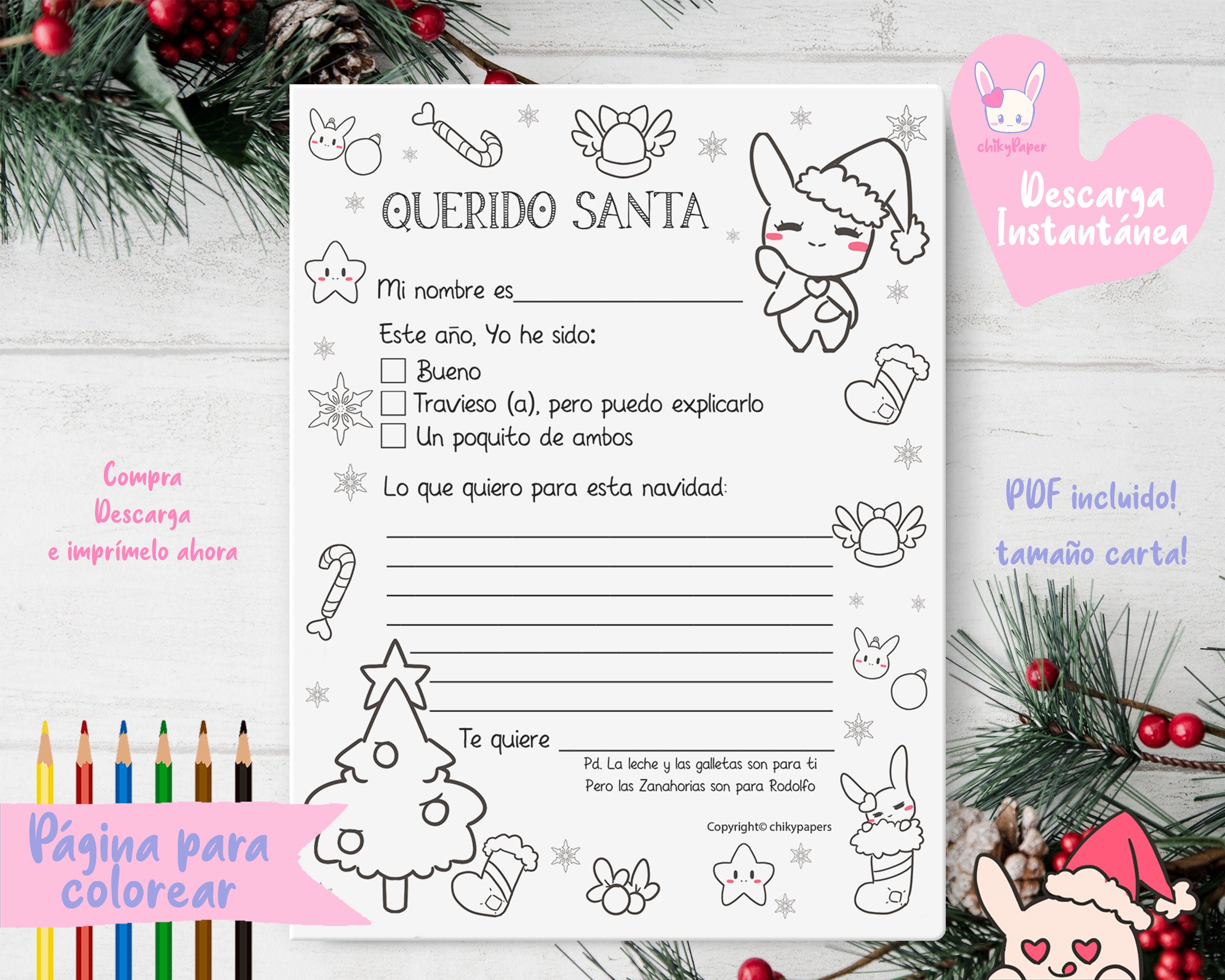 Carta querido Santa Querido Santa Imprimible Navidad - Etsy España