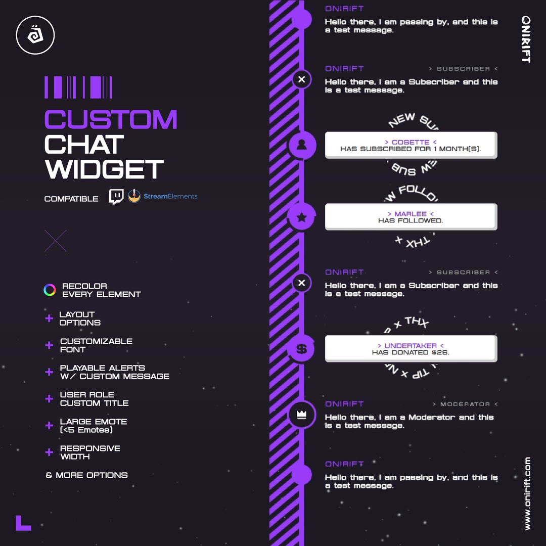 Modern Twitch Chat Widget - Animated Chat Alerts - Cyberpunk & Tech ...