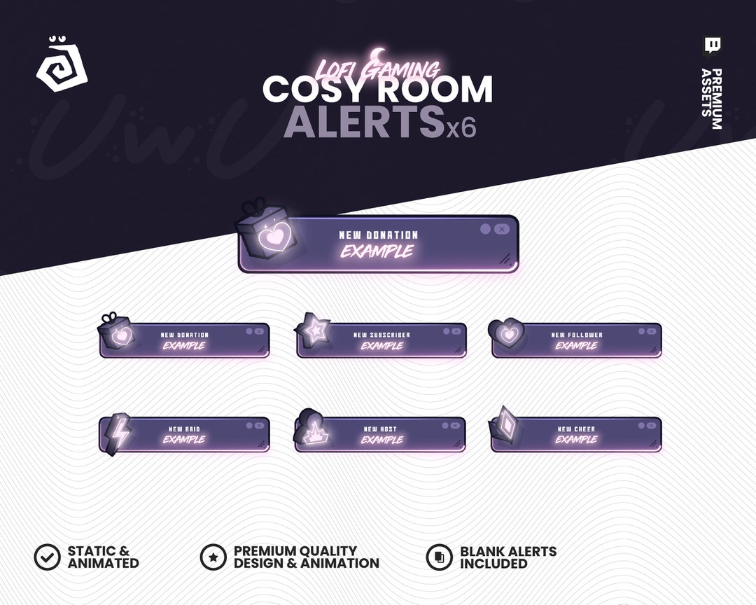 Animated ALERTS for TWITCH - Uwu Sparkling, Pulsing, Glowing Violet ...